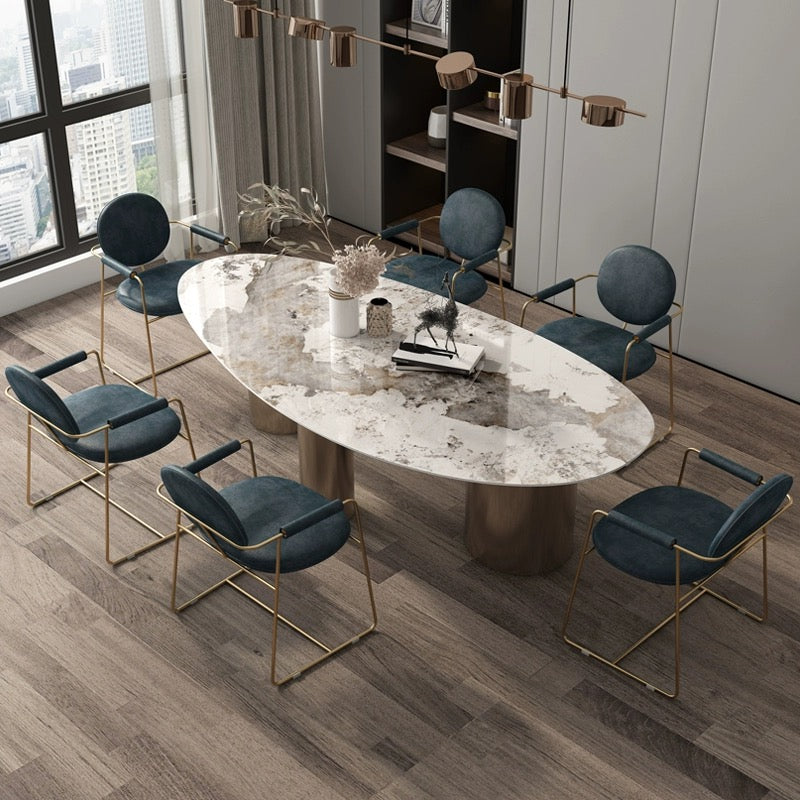 Italian Design Oval Dining Table with Stone Panel – Stylehome